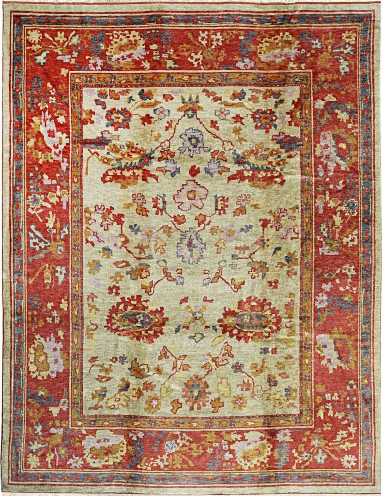 Timeless Oushak Red Hand Knotted Rug with Free Shipping